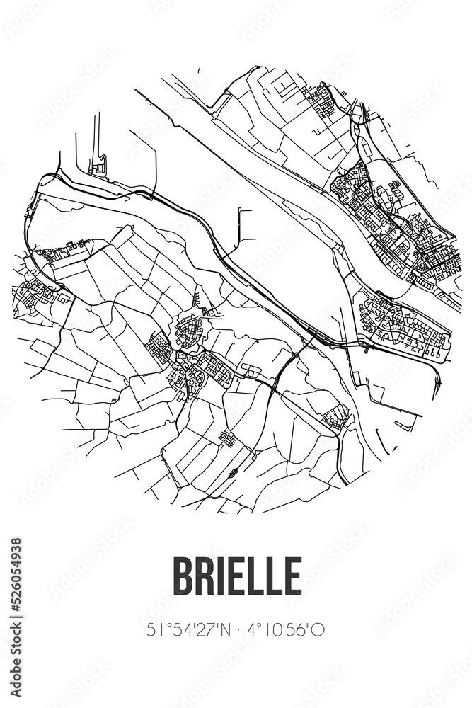 ภาพประกอบ Stock Abstract street map of Brielle located in Zuid-Holland ...