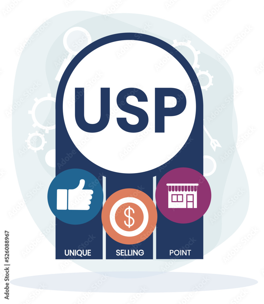 Unique selling point acronym banner web icon for business and marketing ...
