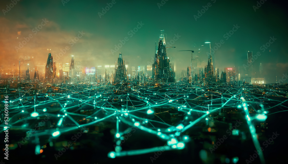 The concept of a high-speed internet connection visualized as cables ...