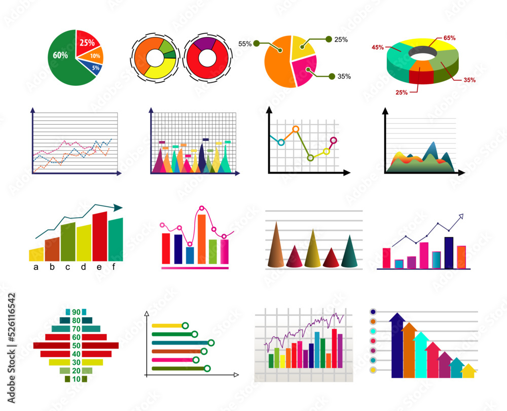 statistic diagram chart colorful. diagram chart graph elements vector business infographic ...