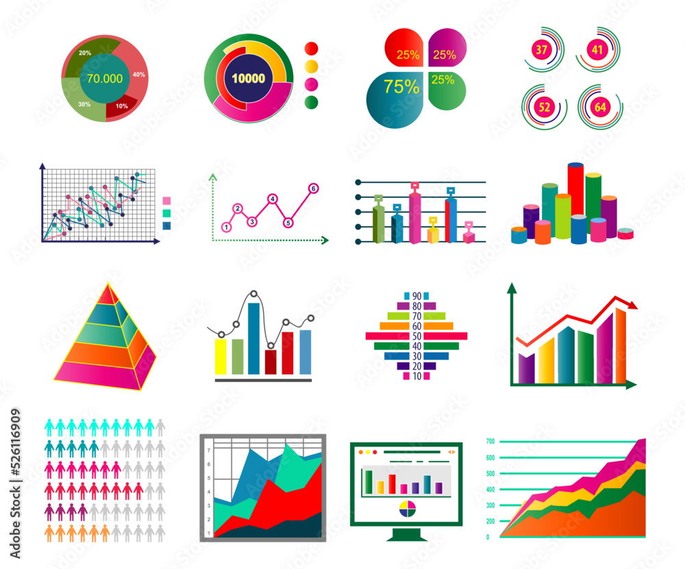 statistic diagram chart colorful. diagram chart graph elements vector ...