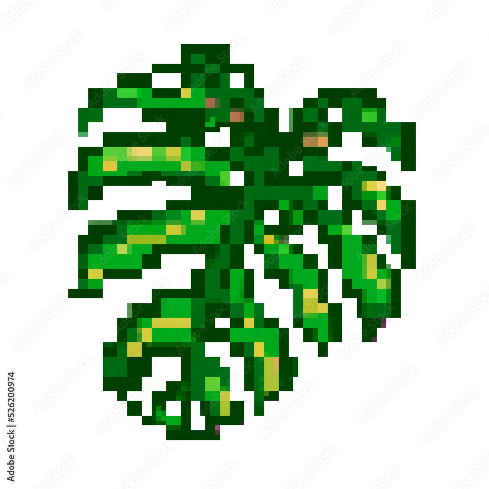 Pixel Art Monstera deliciosa leaf Stock Illustration | Adobe Stock