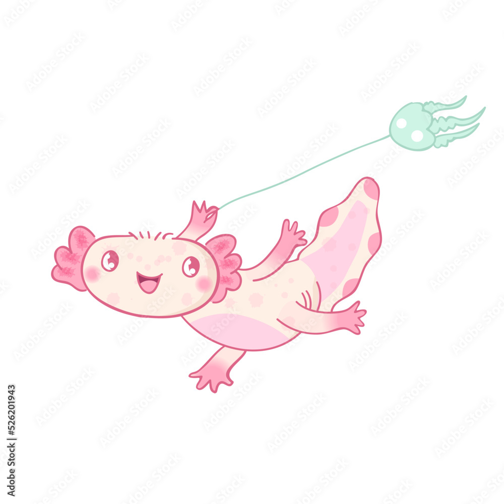 Cute axolotl mascot cartoon vector illustration. Running axolotl Stock ...