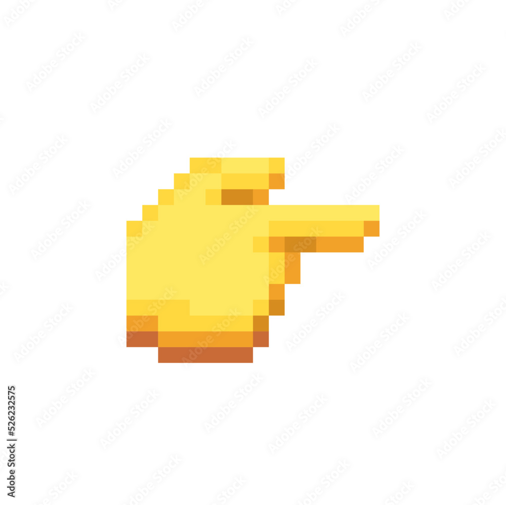 Backhand index pointing right. Direction hand icon. Video game sprite ...