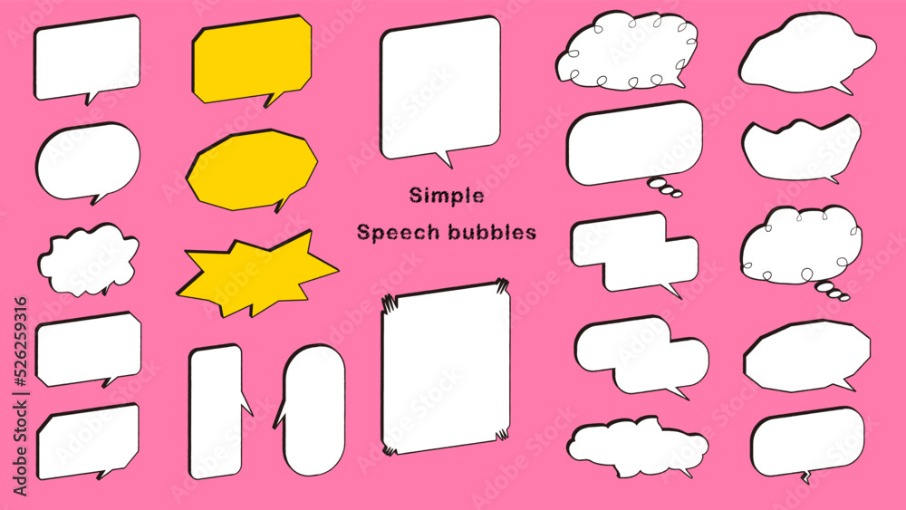 Speech Bubble set with pink background. Talk bubble. Cloud speech ...