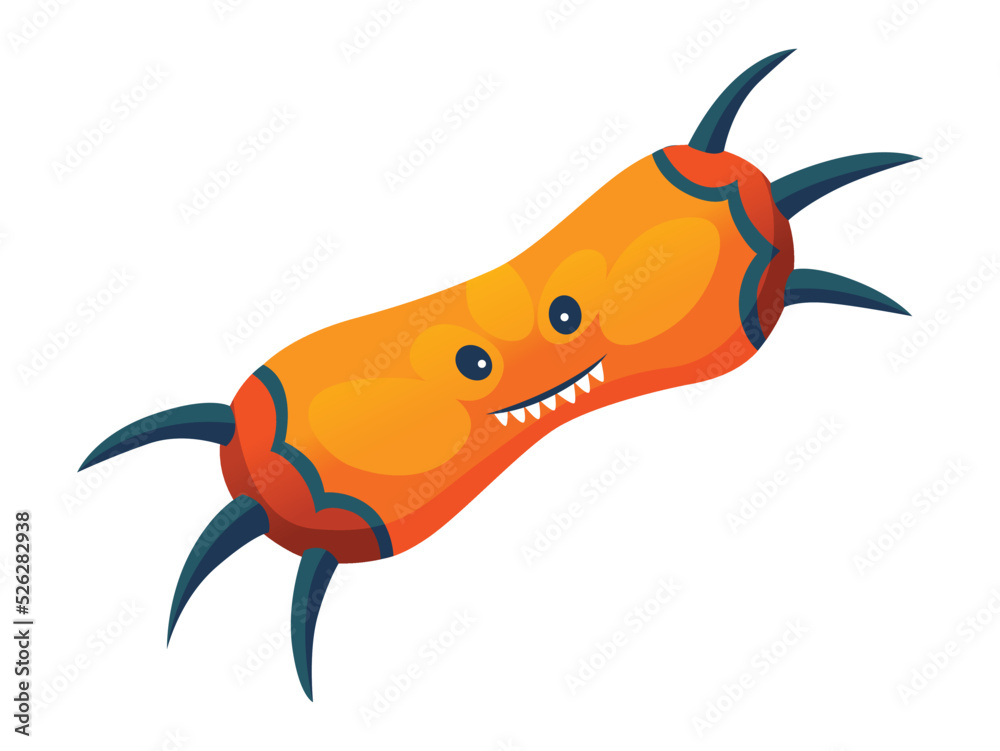 Cartoon bacteria virus. Germ or microbe funny character. Cute kid toy ...