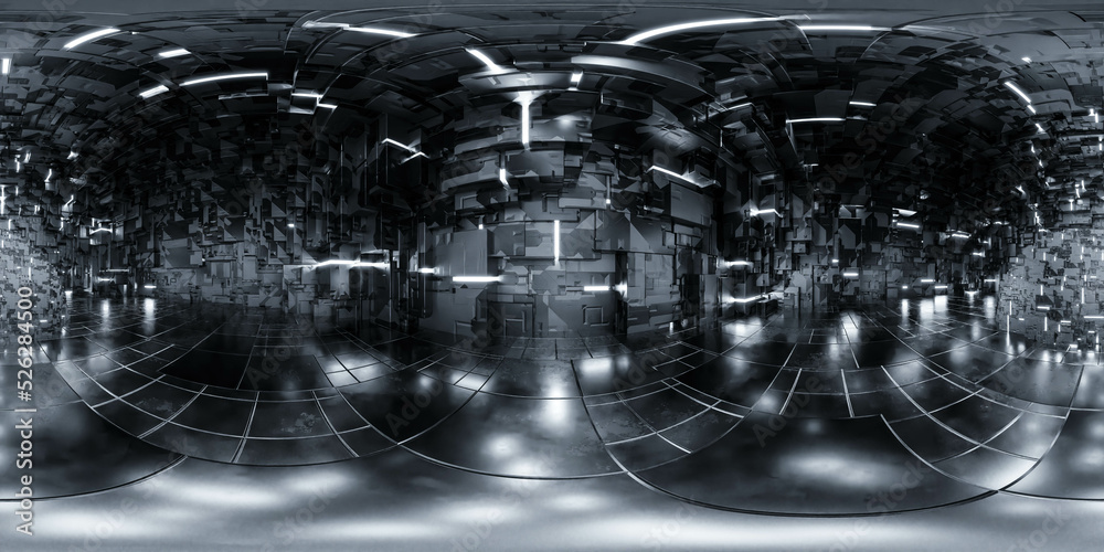 360 degree full panorama environment map of abstract cubic design with ...