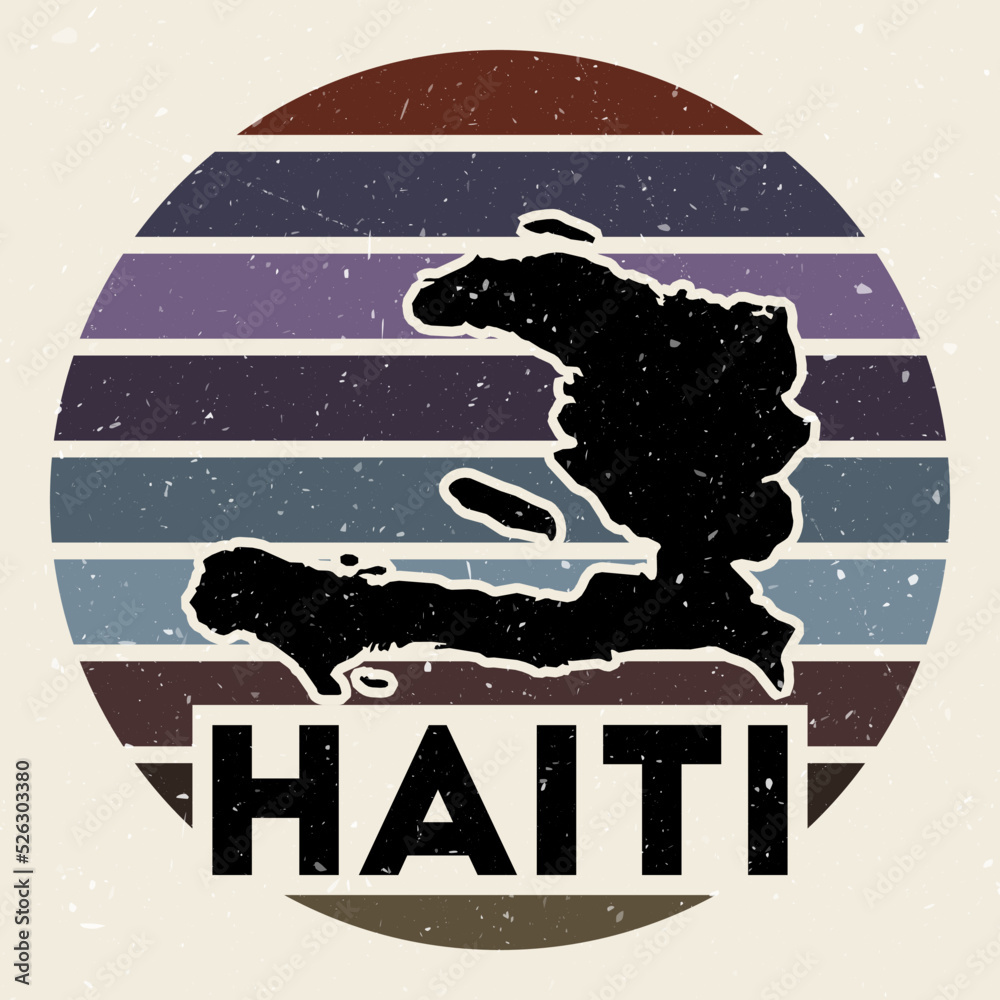 Haiti logo. Sign with the map of the country and colored stripes ...