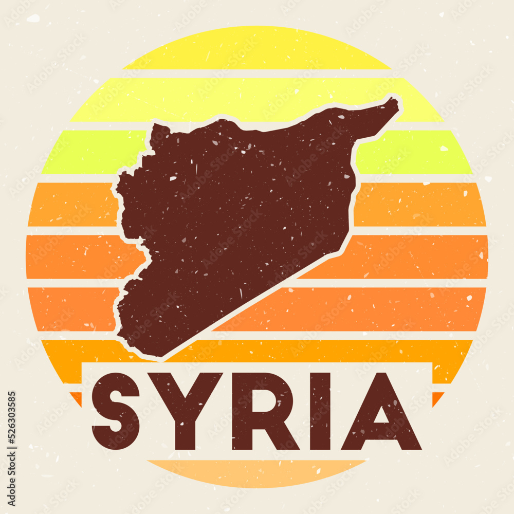Syria logo. Sign with the map of country and colored stripes, vector ...