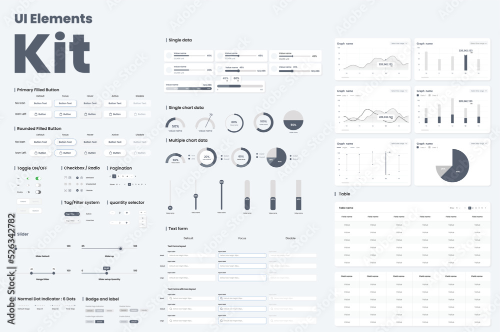 Vector de Stock UI Graph and charts Kit elements for mobile or website ...