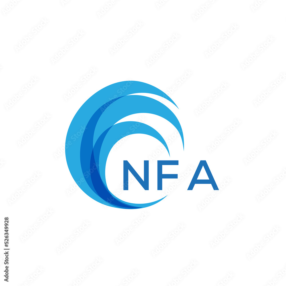NFA letter logo. NFA blue image on white background. NFA Monogram logo ...