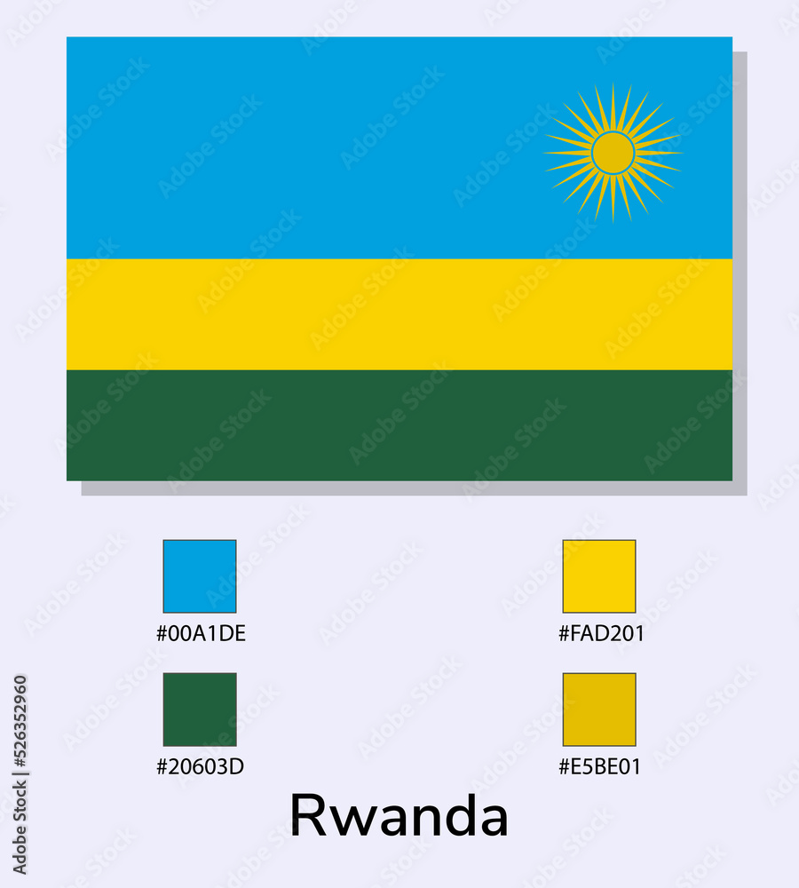 Vector Illustration of Rwanda flag isolated on light blue background ...
