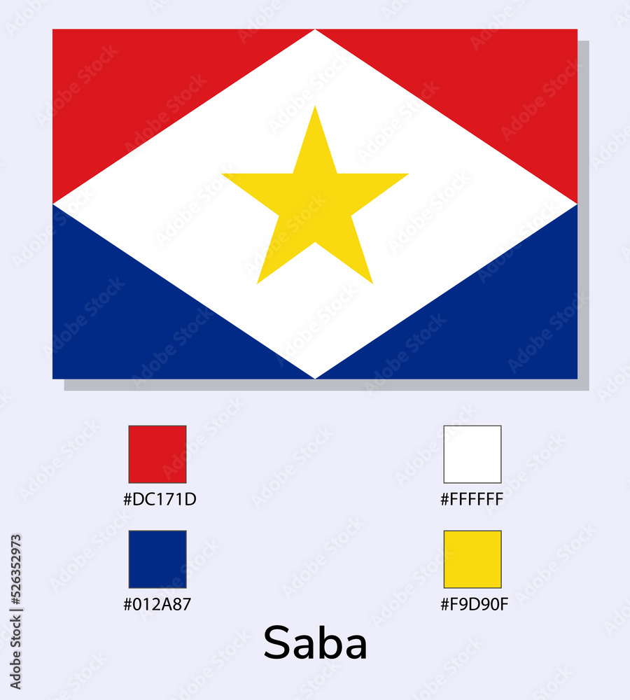 Vector Illustration of Saba flag isolated on light blue background ...