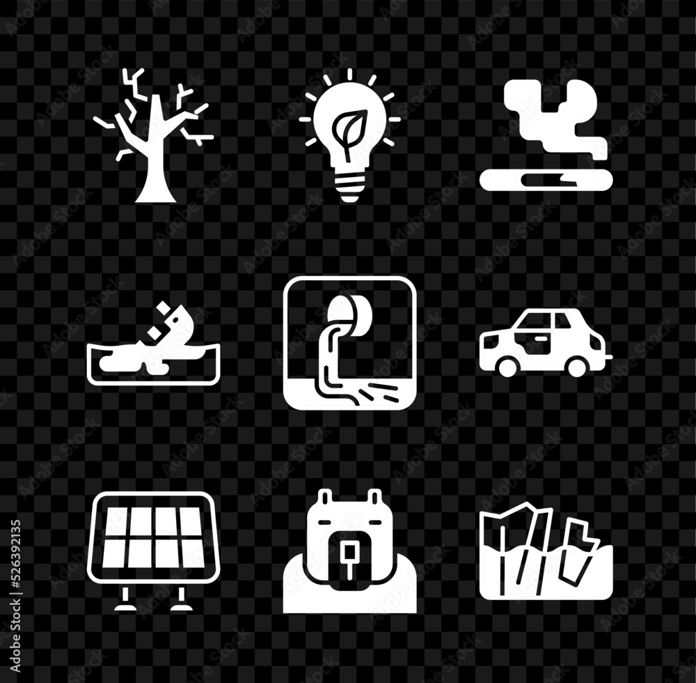 Stock-Vektorgrafik „Set Withered tree, Light bulb with leaf, Cigarette ...