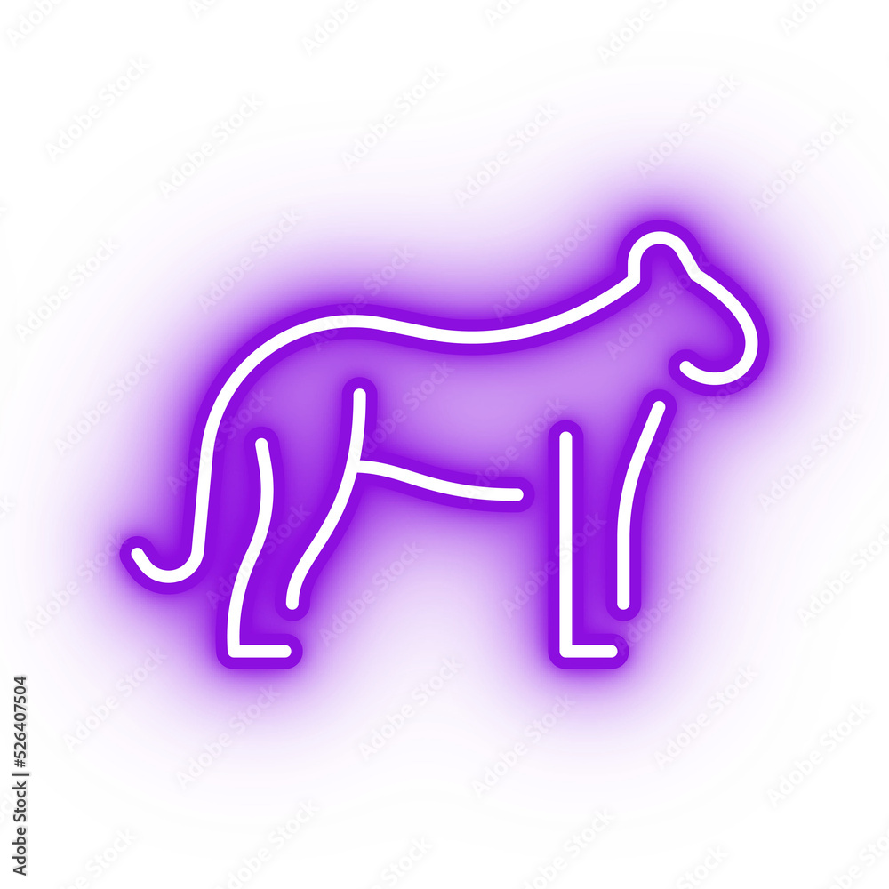 Neon purple lioness icon, transparent background, neon safari animal ...