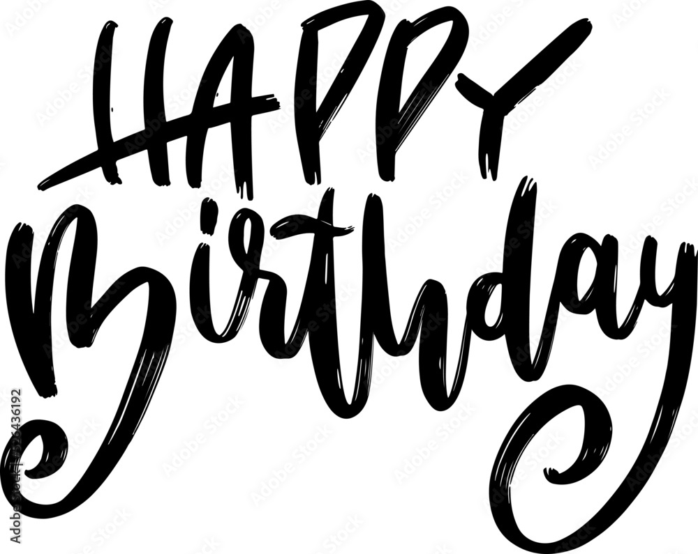 Happy birthday modern brush lettering template. Stock Vector | Adobe Stock