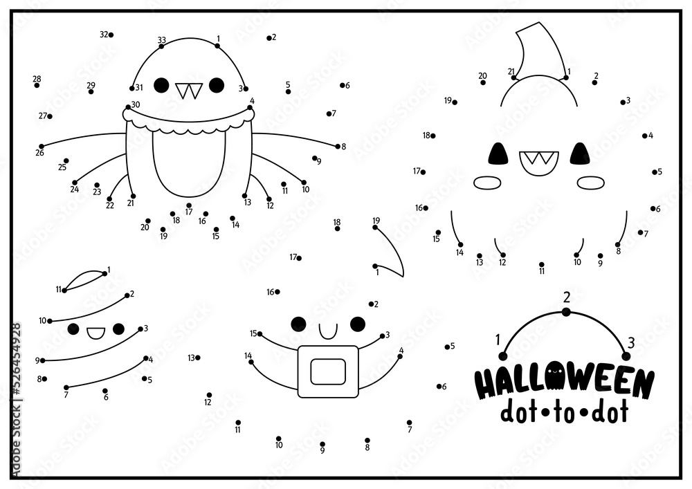 Connect The Dots Halloween Coloring Pages Halloween Connect The Dots