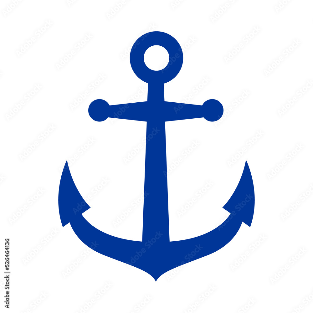 Stock-Illustration „Silueta de ancla de barco aislado en color azul ...