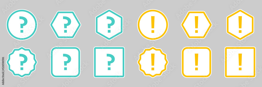 Question mark Icon Set, FAQ sign, Help symbol. Exclamation mark Icon ...