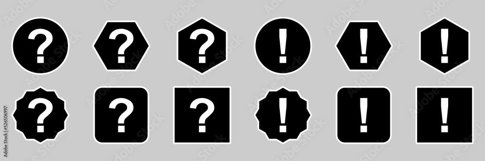 Question mark Icon Set, FAQ sign, Help symbol. Exclamation mark Icon ...