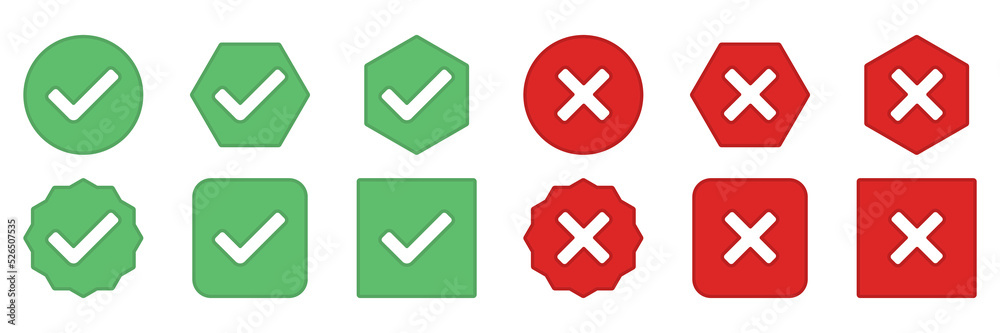 Image vectorielle Stock Check and wrong marks Icon Set, Tick and cross ...