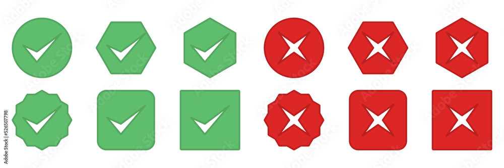 Image vectorielle Stock Check and wrong marks Icon Set, Tick and cross marks, Accepted,Rejected ...