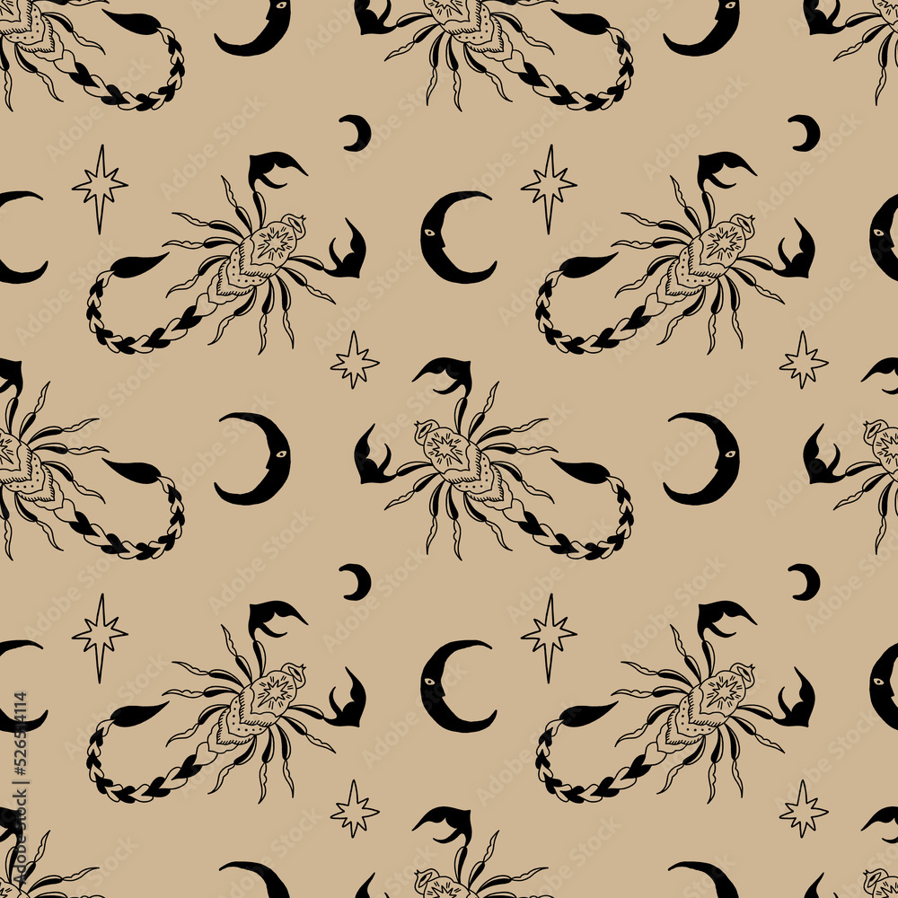 Vector and jpg Zodiac Srorpio scorpion and crescent moon printable ...