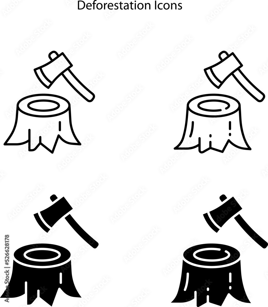 Stock-Vektorgrafik „deforestation icons isolated on white background ...