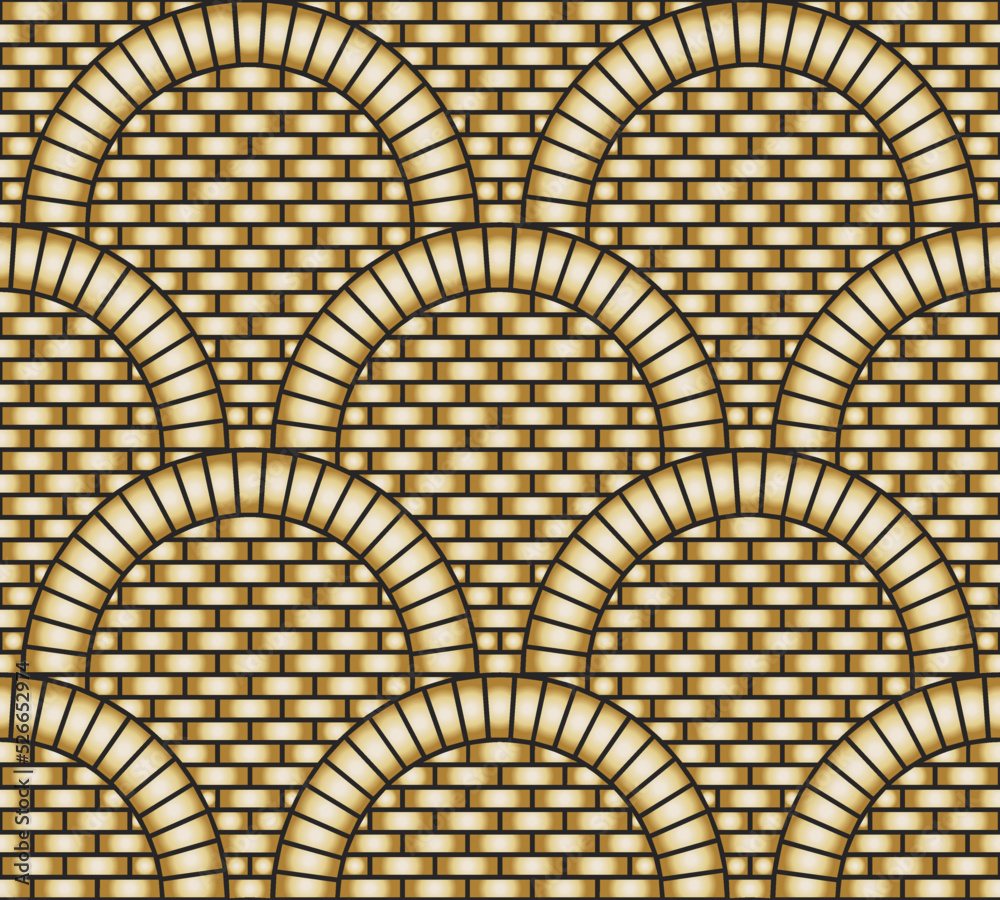 Vector seamless pattern from metallic gold tile elements with regular ...