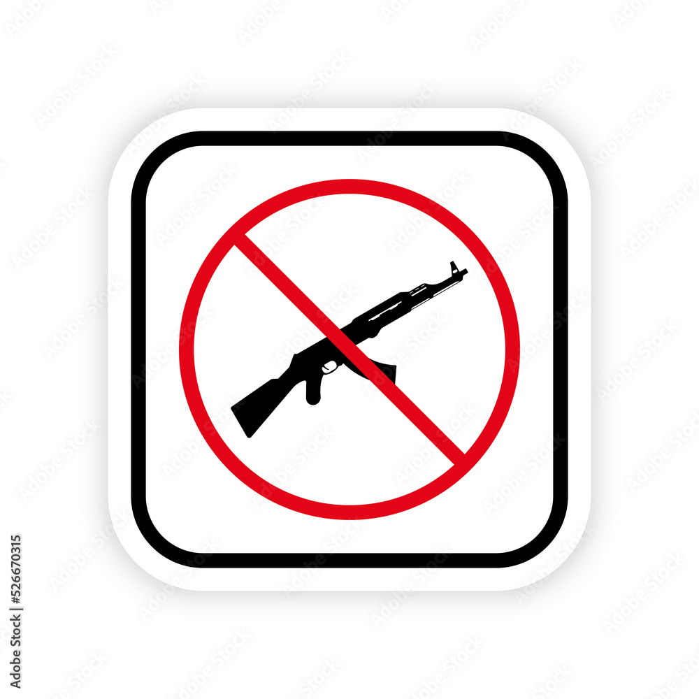 Ak47 Silhouette Red Stop Symbol. No Russian Machine Gun Icon. Weapon ...