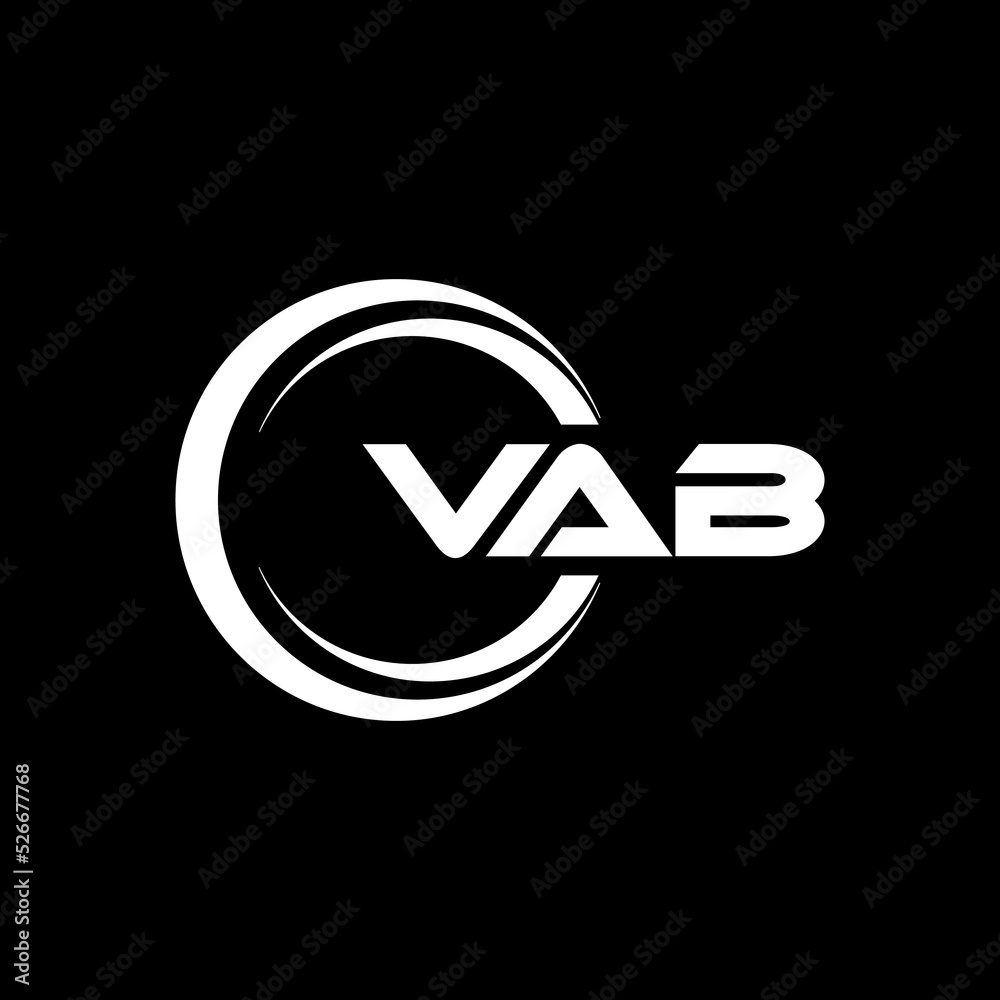 Vector de Stock VAB letter logo design with black background in ...