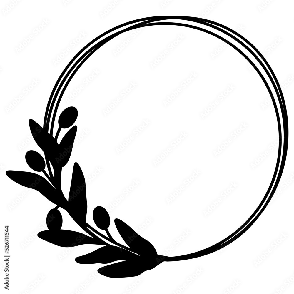 Olive branch wreath svg, Round monogram, Circle frame svg Stock Vector ...