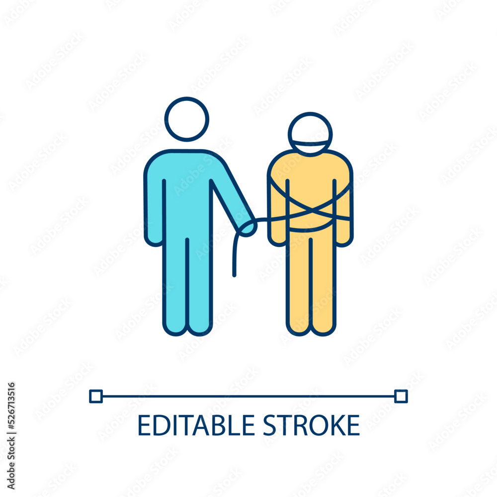 Kidnapping RGB color icon. Violent abduction. Criminal and hostage. Blackmailing. Illegal ...