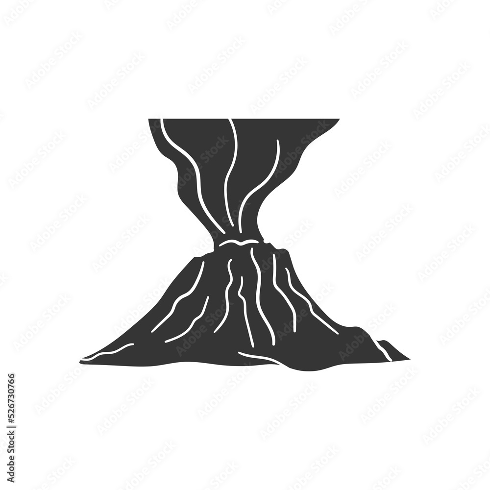 Volcano Icon Silhouette Illustration. Mountain Lava Vector Graphic ...