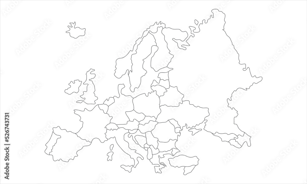 white background of europe map with line art design Stock Vector ...
