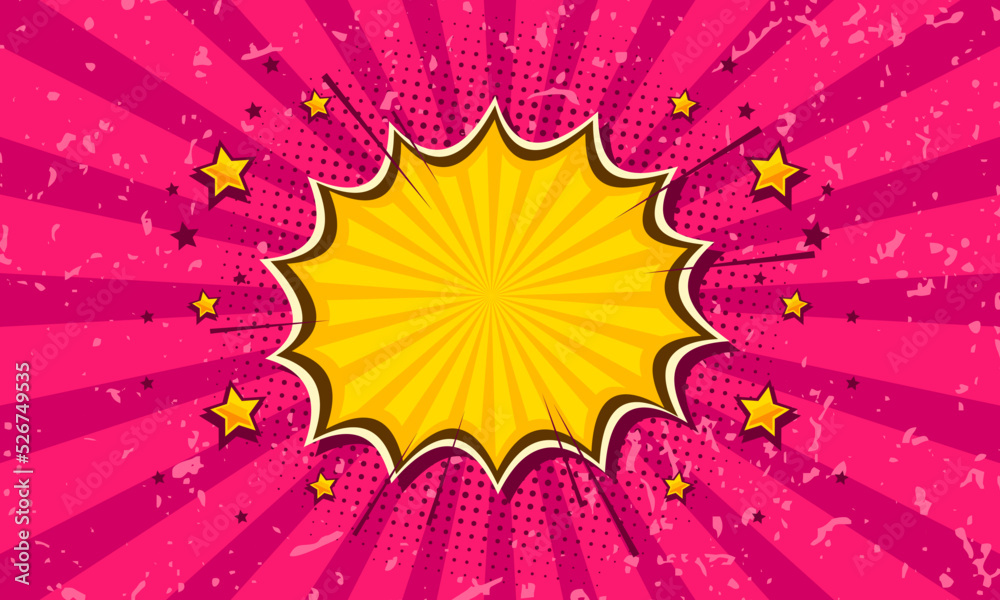 Blank comic abstract pink background with star illustration Stock ...
