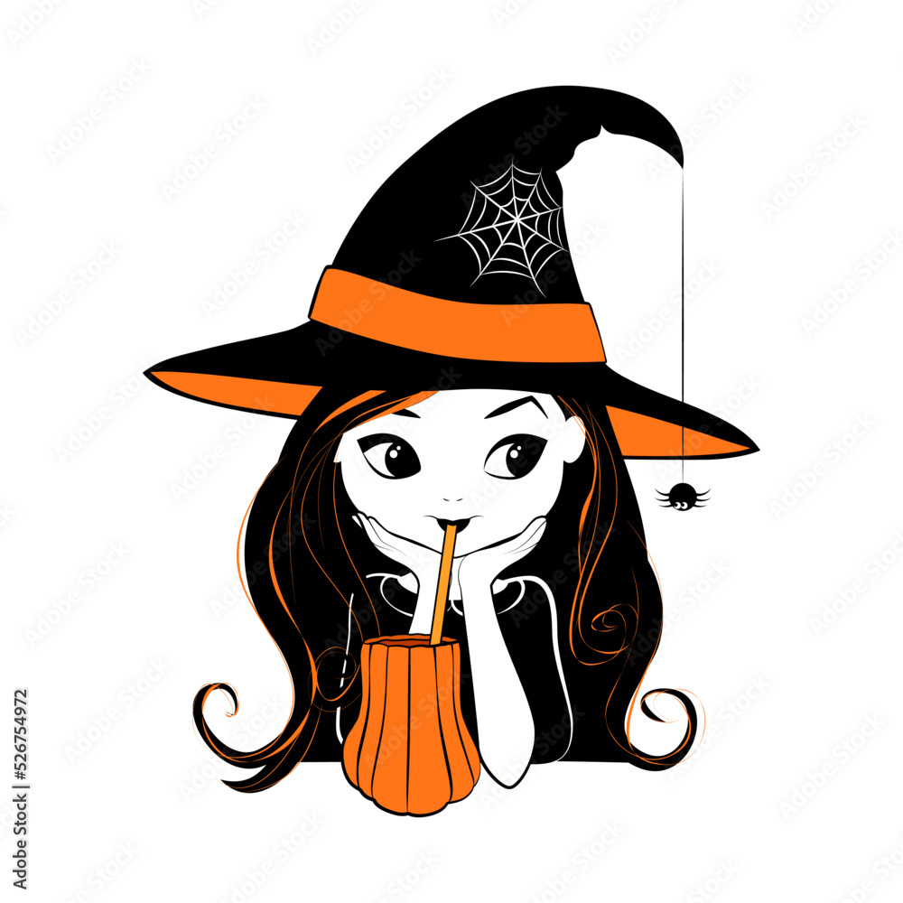 Cute Halloween witch, cartoon vector illustration. Stock Vector | Adobe ...