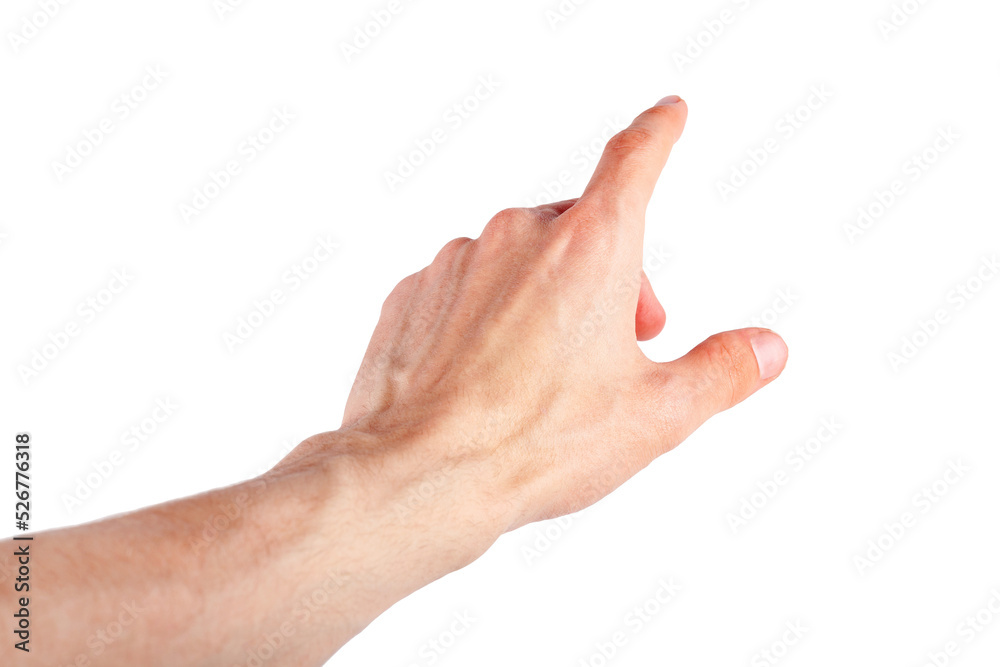 Human finger pointing out, pressing, tapping screen natural gesture ...