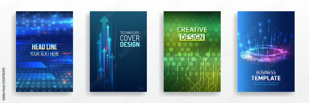 Hi-tech brochure flyer template. Abstract futuristic design concept ...