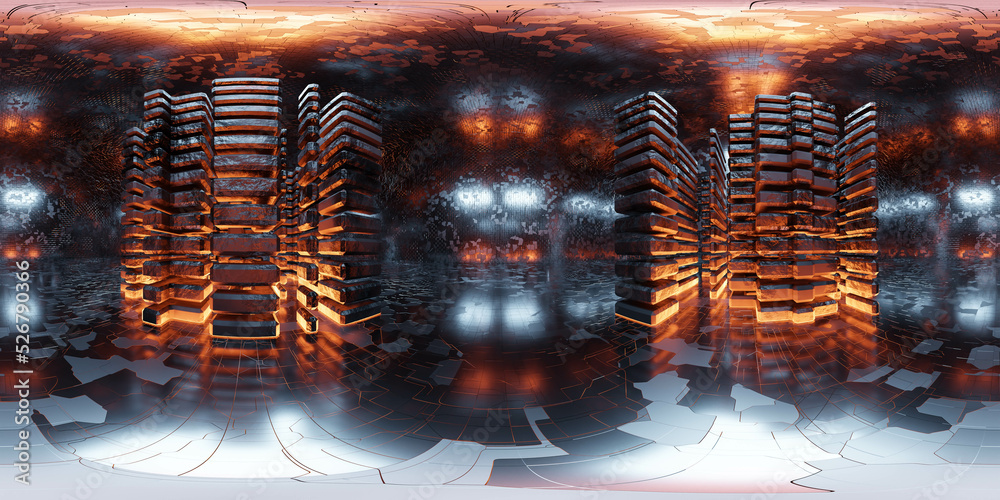 360 degree full panorama environment map of abstract dark futuristic ...