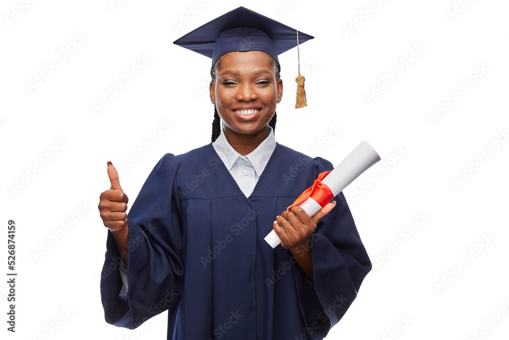 education, graduation and people concept - happy graduate student woman ...