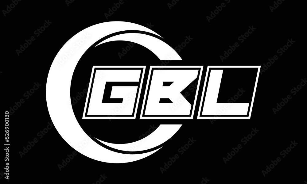 Vetor GBL three-letter circle logo design. custom font black and white logo vector template ...