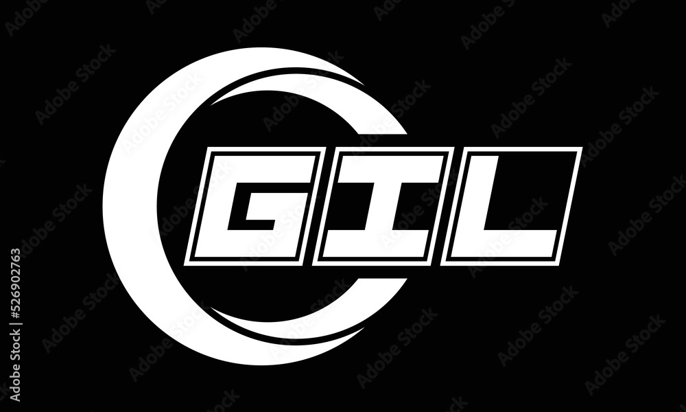 GIL three-letter circle logo design. custom font black and white logo ...