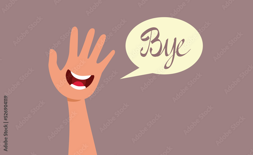 Hand Waving Goodbye Vector Cartoon Illustration. Person saying farewell ...