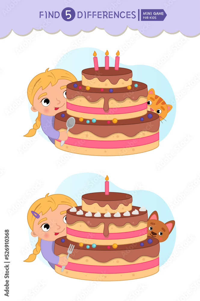 Find differences. Educational game for children. Cartoon vector ...