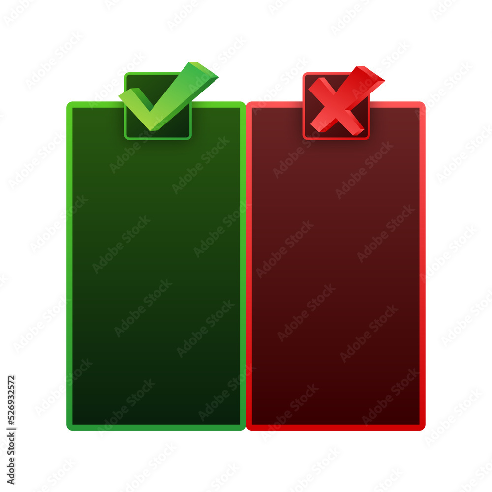 Dos and donts list with checkmark and cross mark. Ui design. Check mark ...