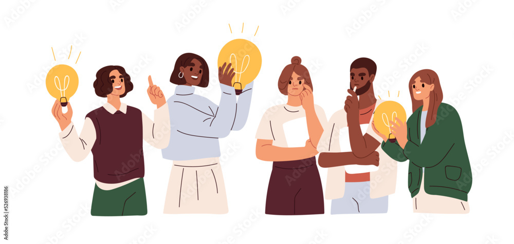 Vector de Stock Brainstorm, idea discussion concept. Business team finding solution, thinking ...