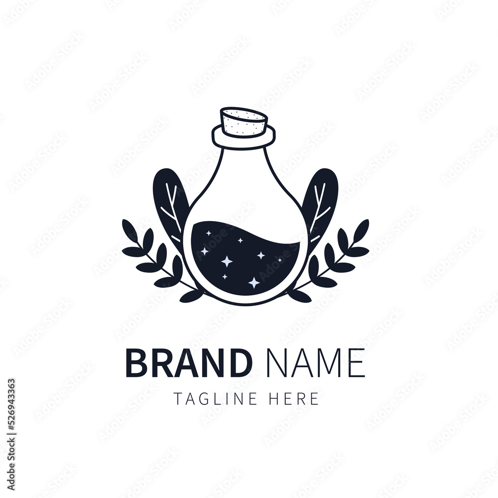 potion logo. herb and leaf illustration vector Stock Vector | Adobe Stock