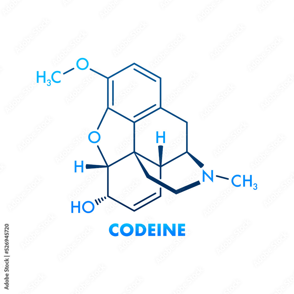 Codeine chemical formula. Codeine chemical molecular structure Stock Illustration | Adobe Stock