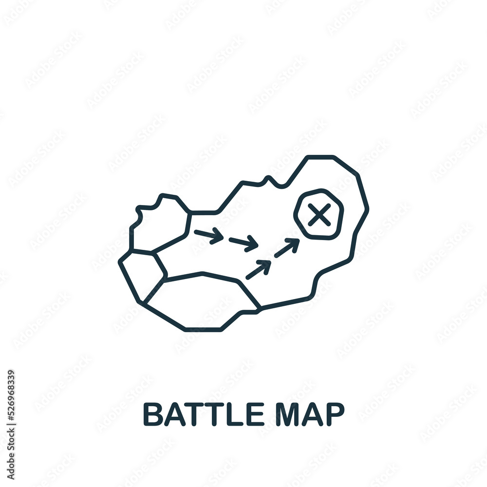 Battle Map icon. Line simple line War icon for templates, web design ...